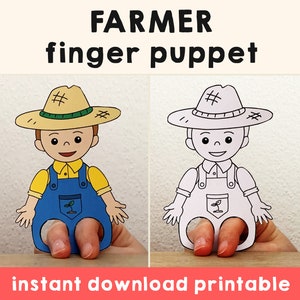 Farmer Paper Craft Printable Community Helper Finger Puppet Kids Farm ...