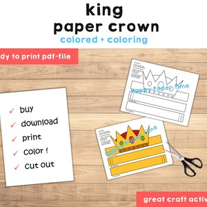 King Paper Crown Template Fantasy Medieval Party Headband Coloring ...