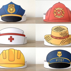 Community Helpers Paper Crowns Police Builder Farmer Nurse Mail Carrier ...