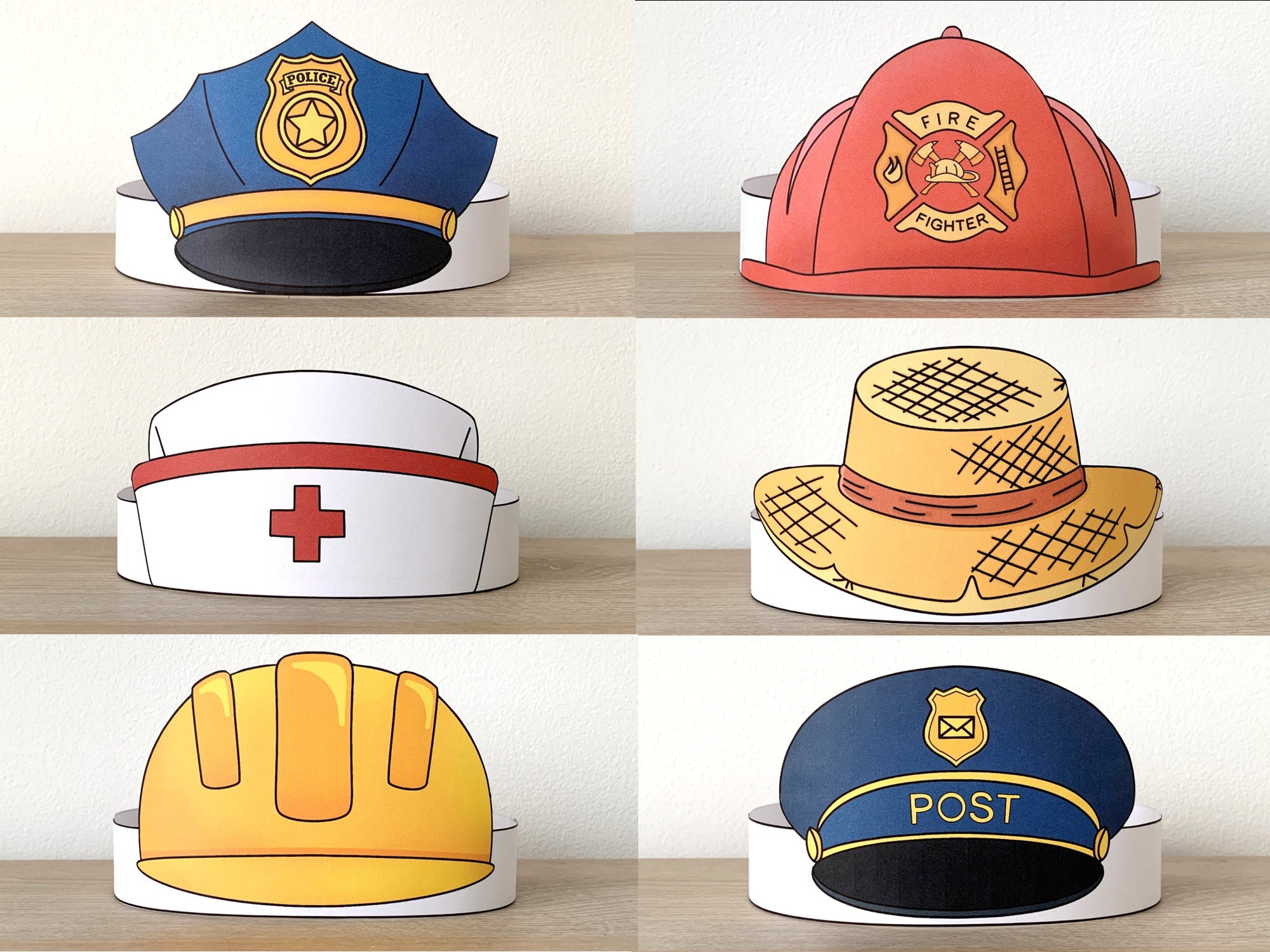 Community Helpers Paper Crowns Police Builder Farmer Nurse - Etsy
