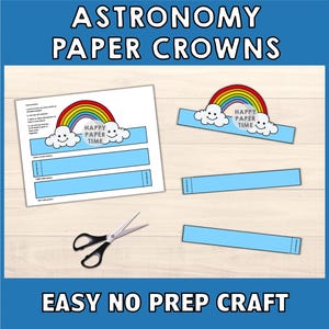 Astronomy Paper Crowns Sun Rainbow Moon Cloud Shooting Stars Printable ...