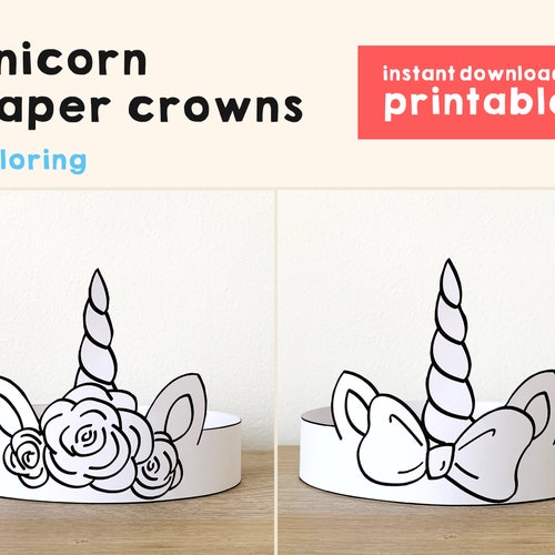 Unicorn Paper Crown Coloring Printable Kids Craft Unicorn - Etsy