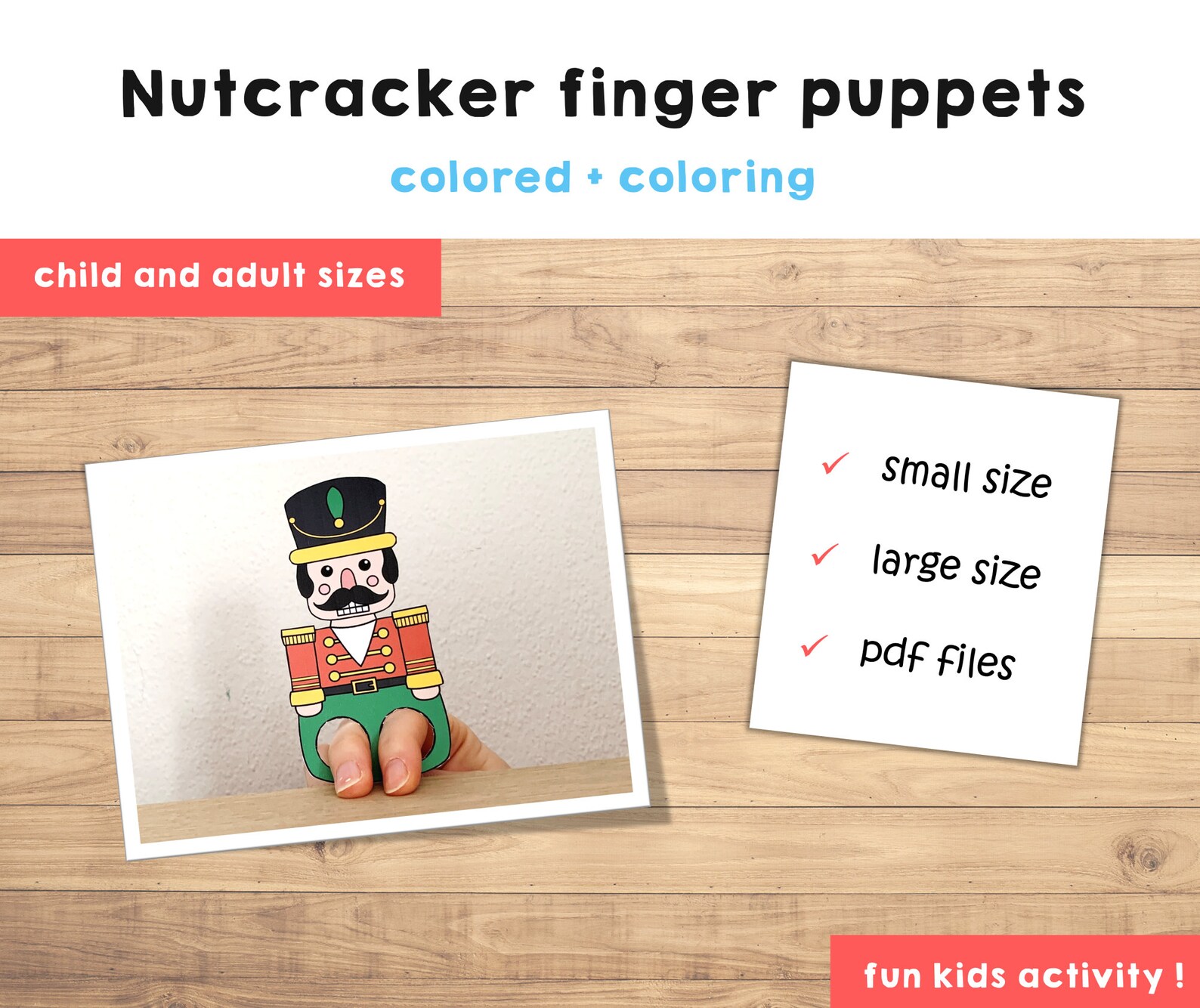 Nutcracker Christmas Winter Paper Craft Printable Finger Puppet ...