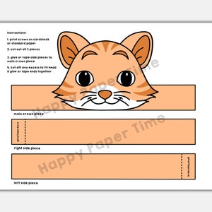 Cat Paper Crown Headband Pet Animal Printable Kids Craft Kitten Party ...