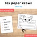 Fox Paper Crown Coloring Printable Kids Craft Woodland Forest - Etsy