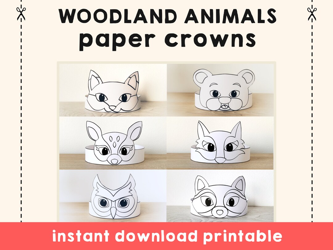 Woodland Animals Paper Crowns Activity Printable Kids Craft Woodland ...