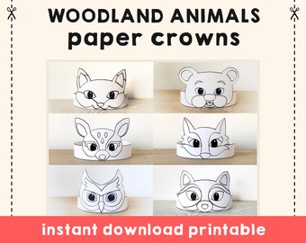 Fox Paper Crown Activity Printable Kids Craft Woodland Forest Birthday ...