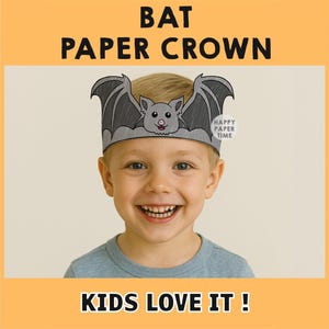 Bat Paper Crown Template Halloween Party Headband Coloring Printable ...