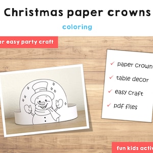 Christmas Paper Crowns Coloring Activity Printable Kids Craft Hats ...