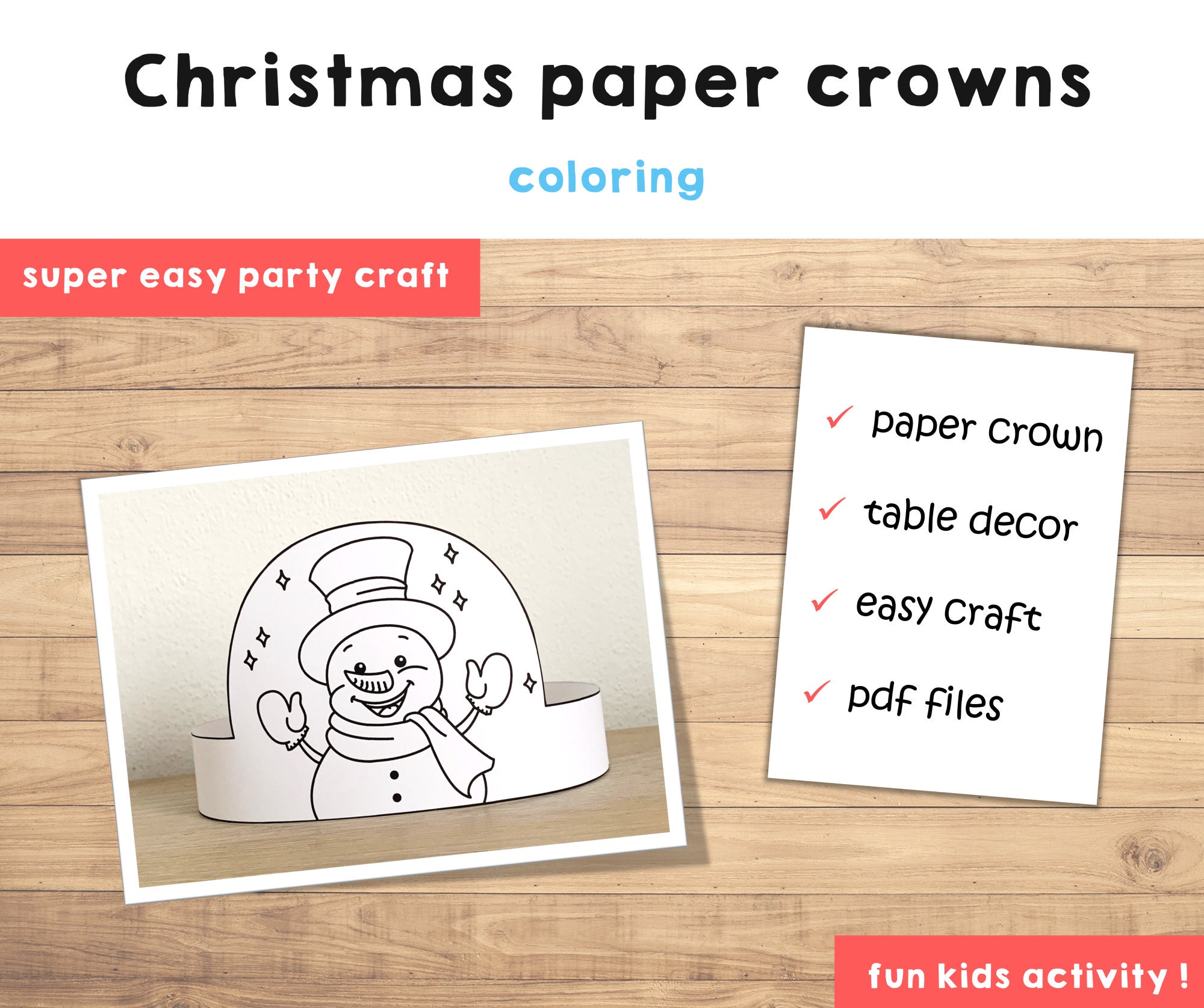 Christmas Paper Crowns Coloring Activity Printable Kids Craft - Etsy