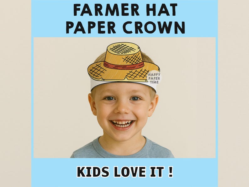 Farmer Straw Hat Gardener Paper Crown Party Coloring Printable Kids ...