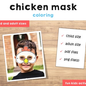 Farm Party Farm Printable Mask Chicken Mask Rooster Mask Farm Animal ...