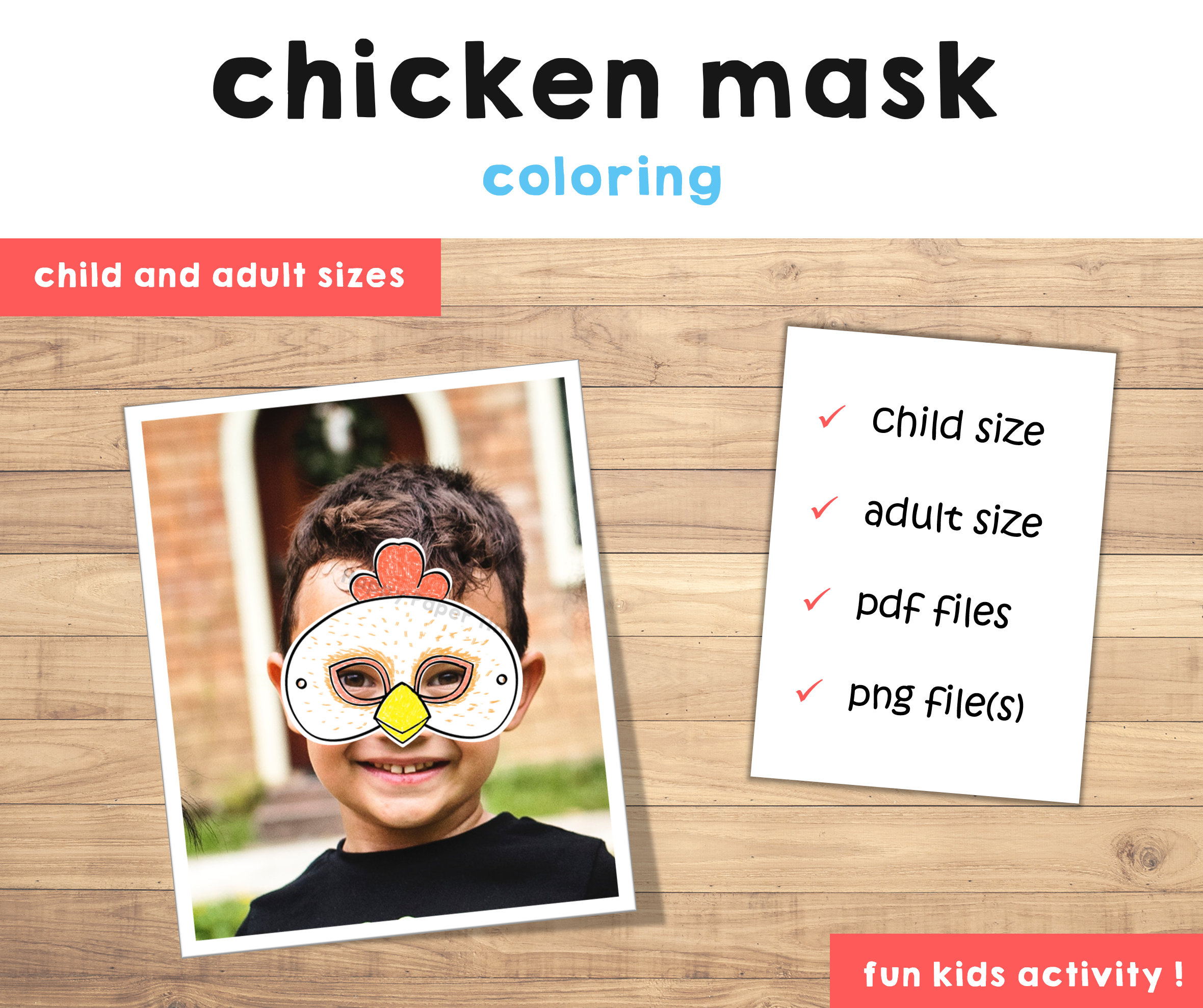 Farm Party Farm Printable Mask Chicken Mask Rooster Mask Farm | Etsy