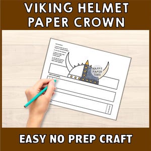 Viking Paper Crown Activity Printable Kids Craft Helmet Medieval ...