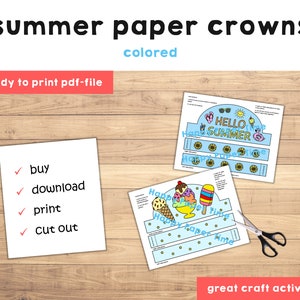 Summer Paper Crown Headband Ice Cream Party Activity Printable Kids ...