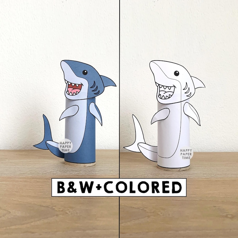 Shark Toilet Paper Roll Craft Ocean Animal Beach Sea Party Coloring ...