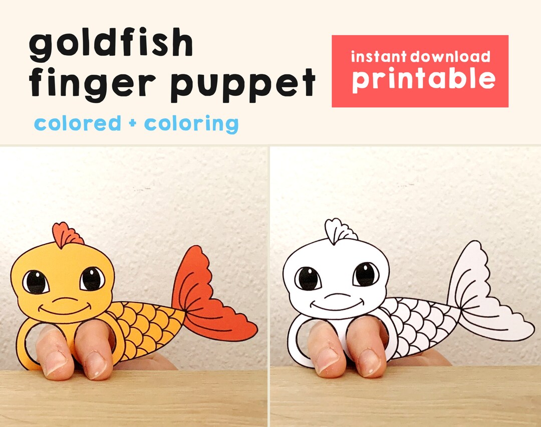 Goldfish Paper Craft Printable Pet Animal Finger Puppet - Etsy