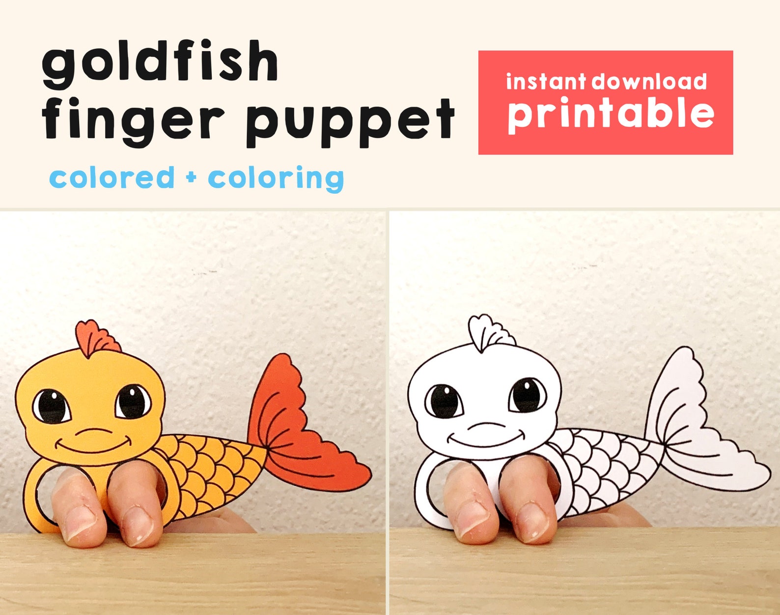 Goldfish Paper Craft Printable Pet Animal Finger Puppet - Etsy