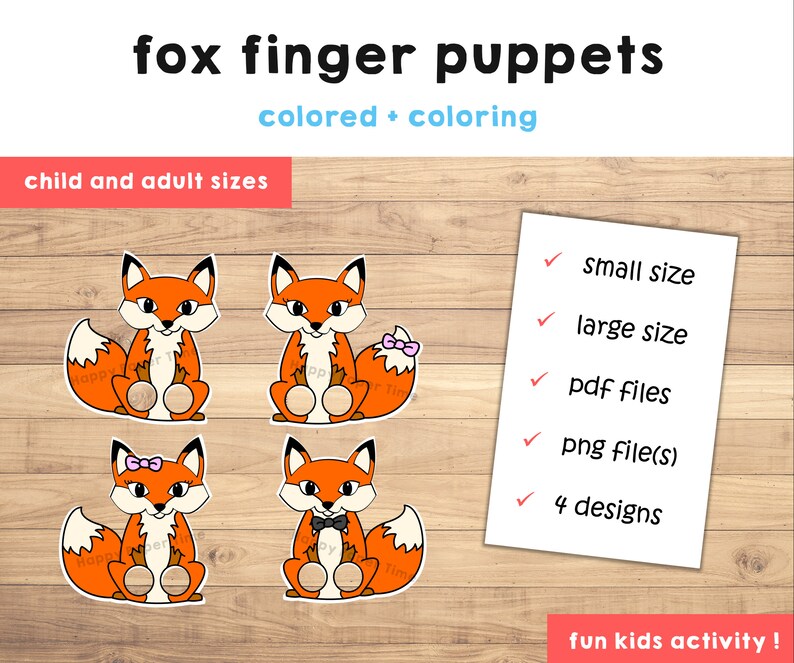 Fox Paper Craft Printable Finger Puppet Kids Craft Animal - Etsy