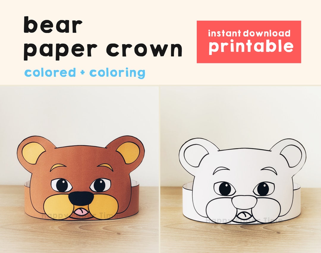 Bear Paper Crown Activity Printable Kids Craft Woodland Forest Birthday ...