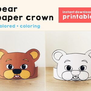 Bear Paper Crown Activity Printable Kids Craft Woodland Forest Birthday ...