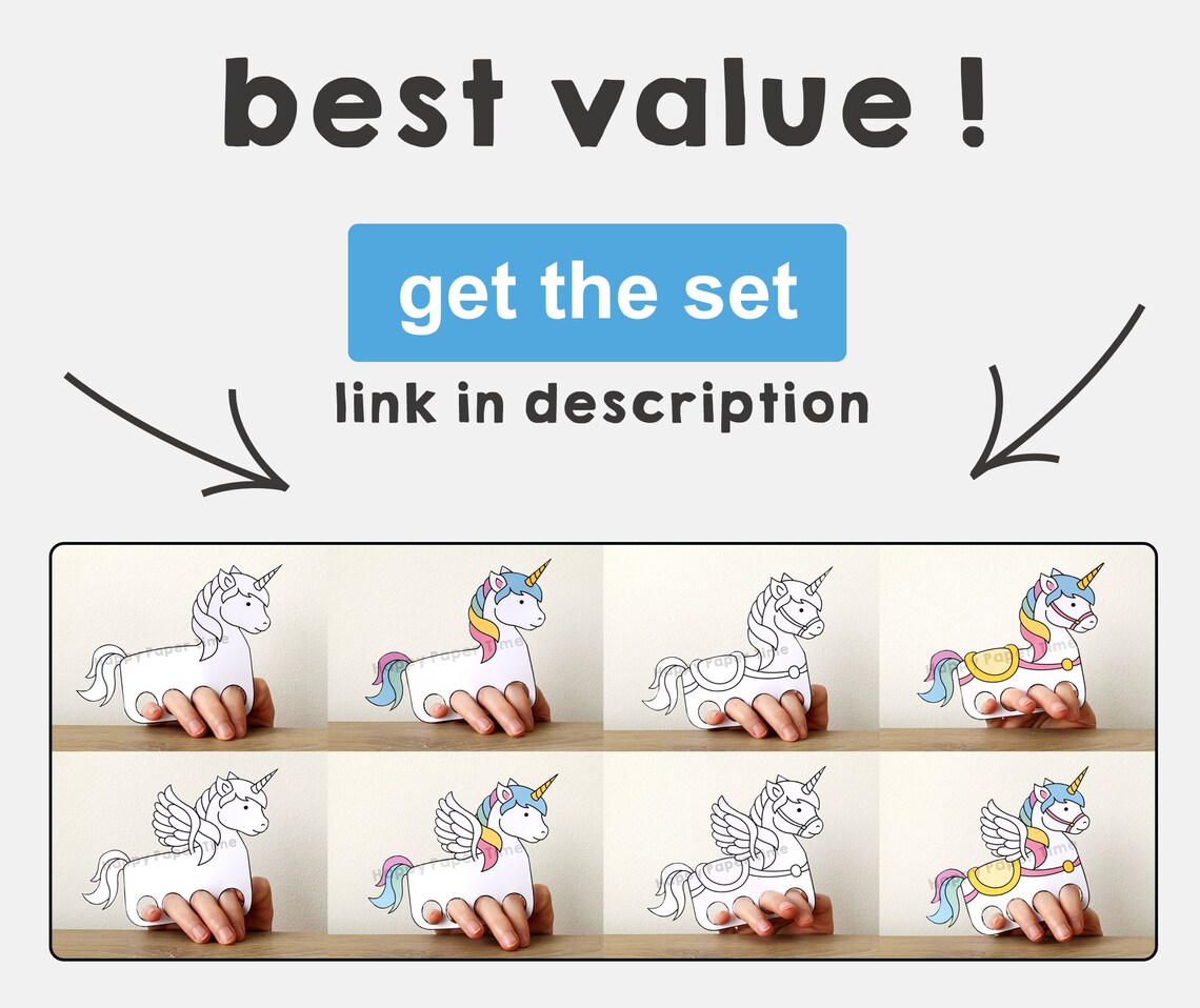 Unicorn Paper Craft Printable Finger Puppet Kids Craft Unicorn - Etsy
