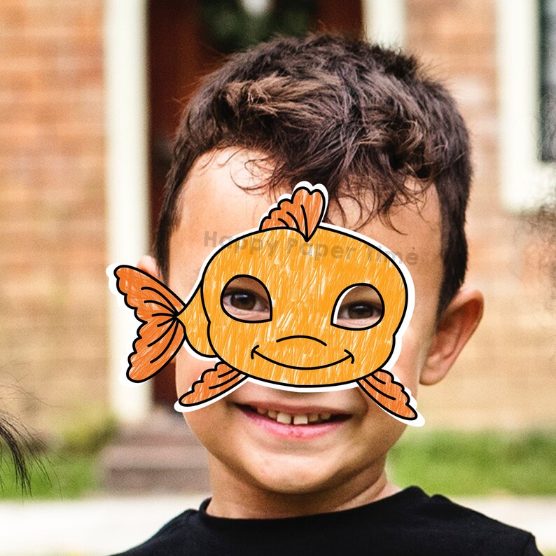 Goldfish Mask Paper Fish Pet Animal Mask Party Favor Pet Printable ...