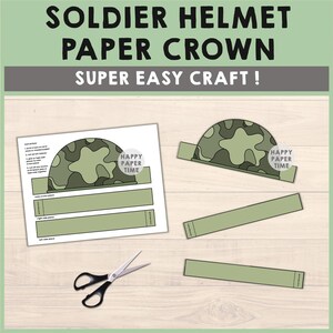 Soldier Helmet Paper Crown Headband Military Army Veteran Day Printable ...