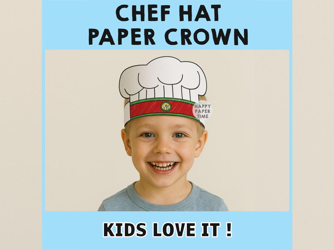 Chef Hat Cook Paper Crown Restaurant Party Coloring Printable Kids ...