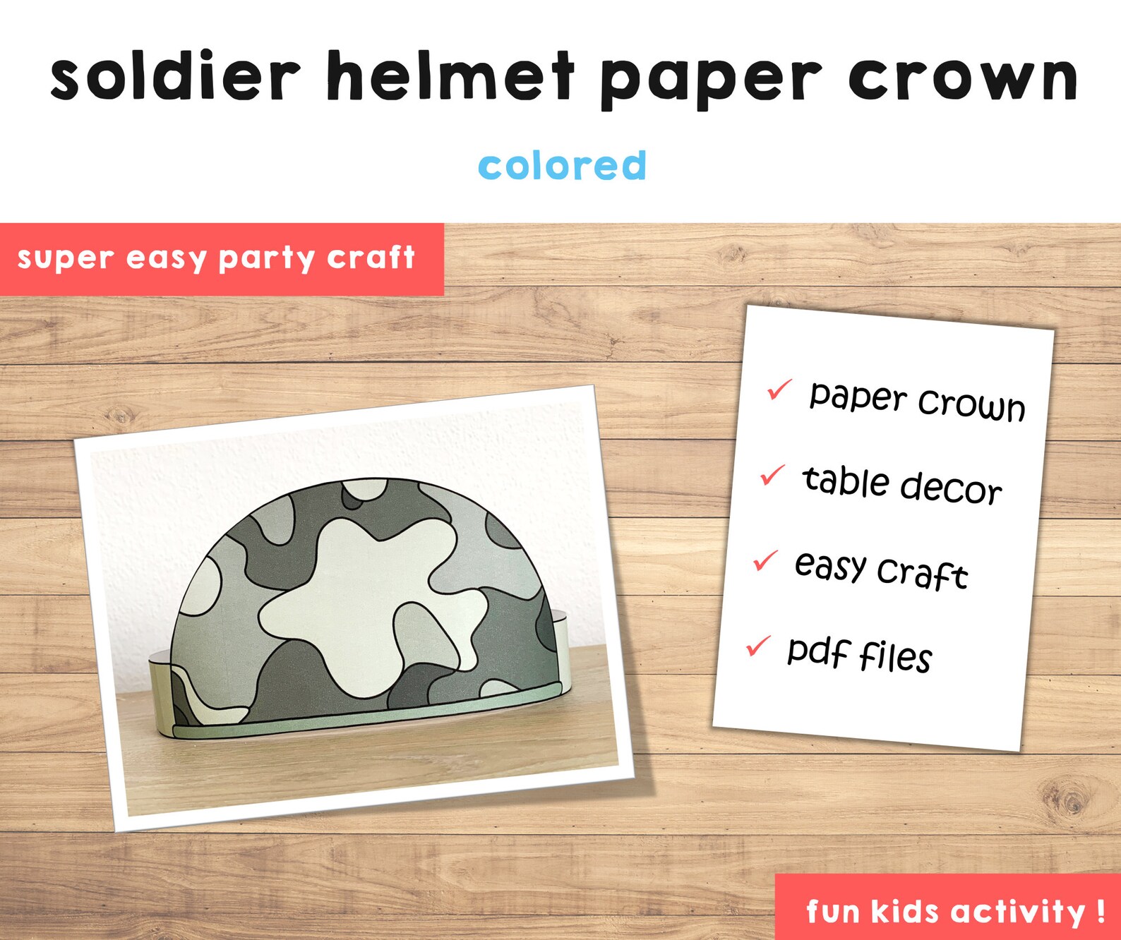 Soldier Helmet Paper Crown Headband Military Army Veteran Day - Etsy