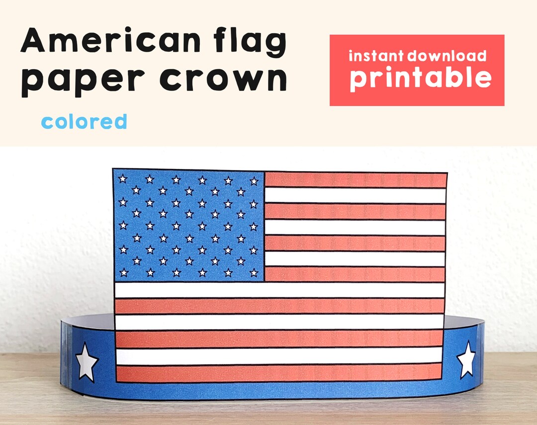 American Flag Paper Crown 4th of July Patriotic Headband Activity ...