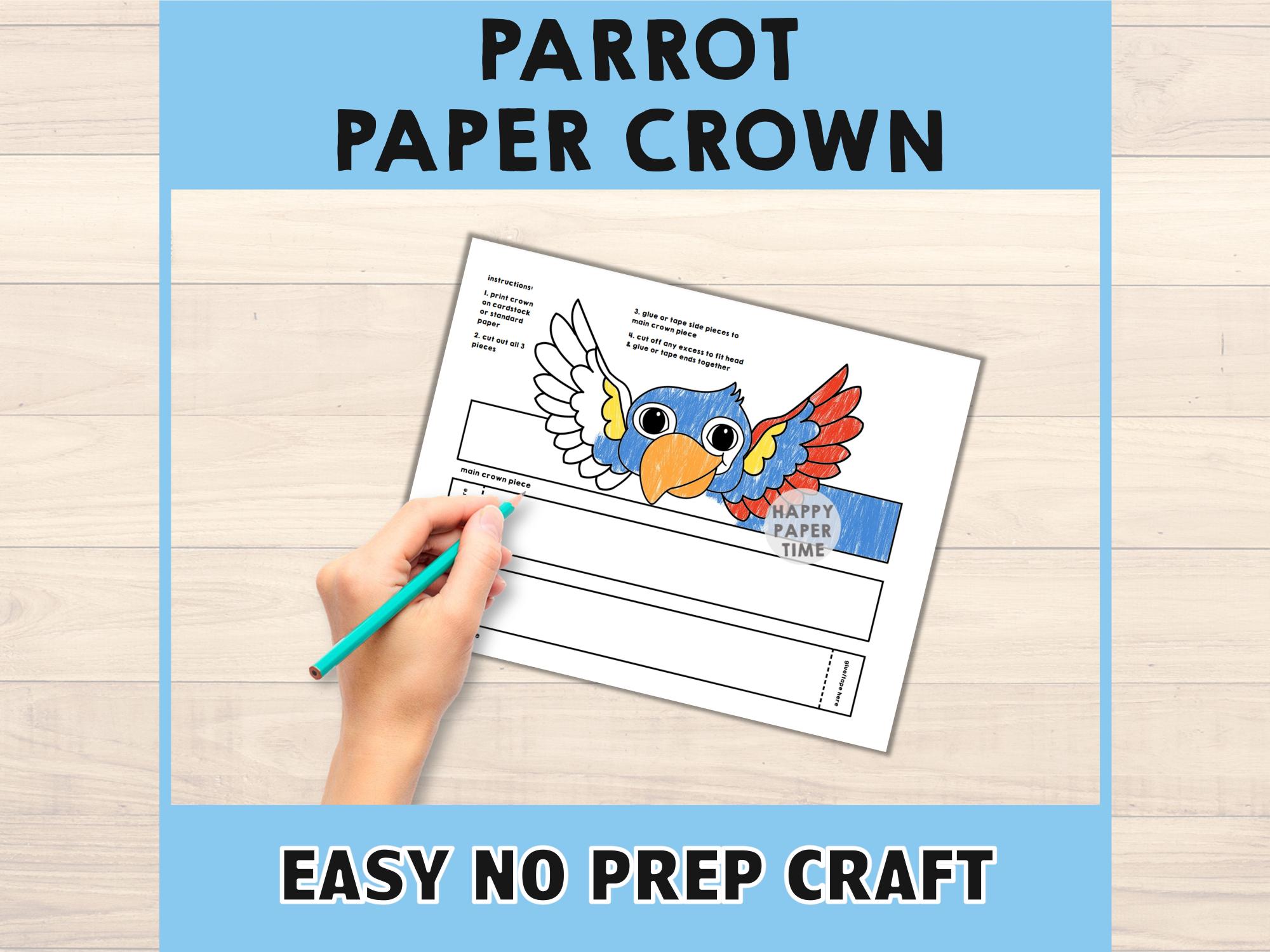 Parrot Paper Crown Headband Pet Animal Printable Kids Activity Craft ...