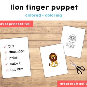 Lion Paper Craft Printable African Animal Finger Puppet Kids Craft ...