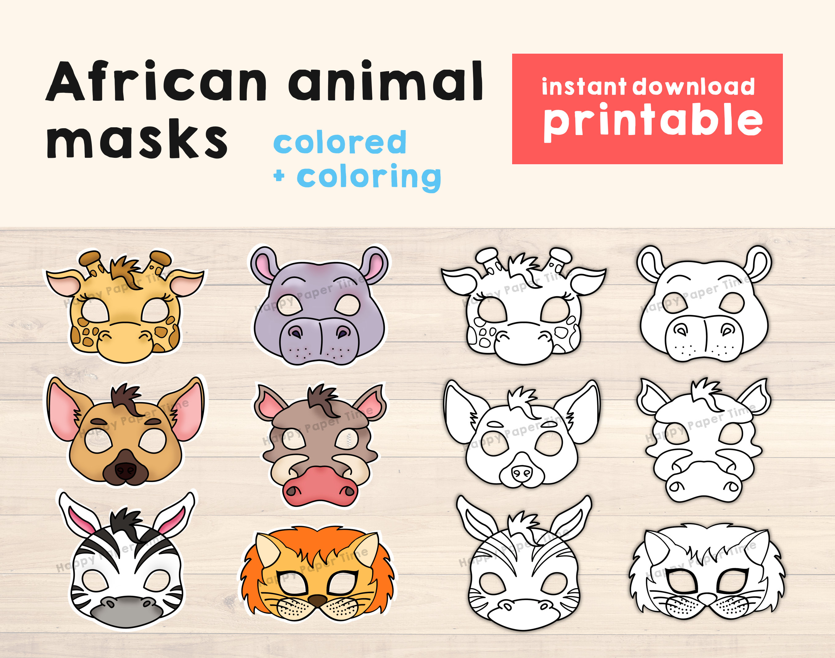 African Animal Mask Templates