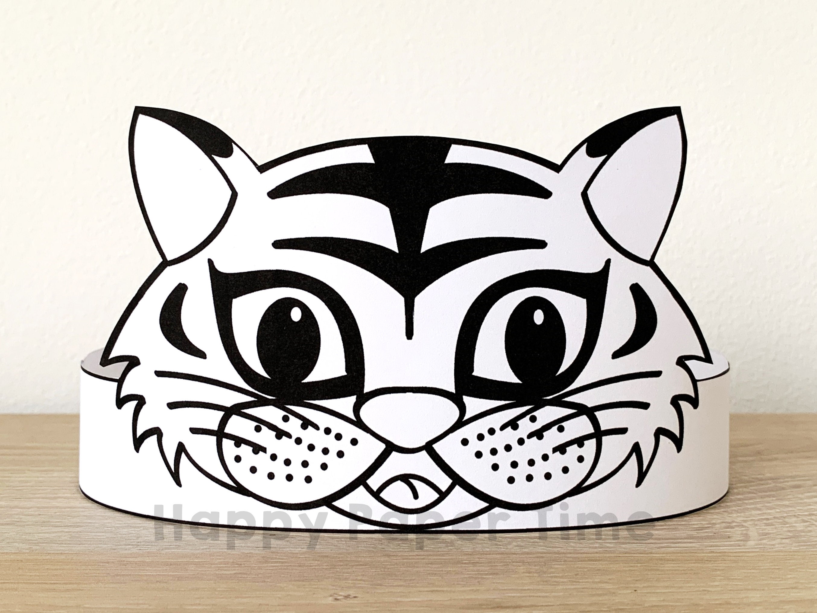 Tiger Paper Crown Party Coloring Printable Kids Craft Tiger Birthday ...
