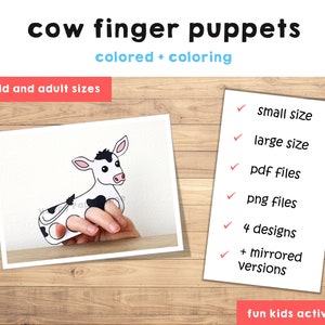 Cow Puppet Paper Craft Printable Finger Puppet Kids Craft Animal ...