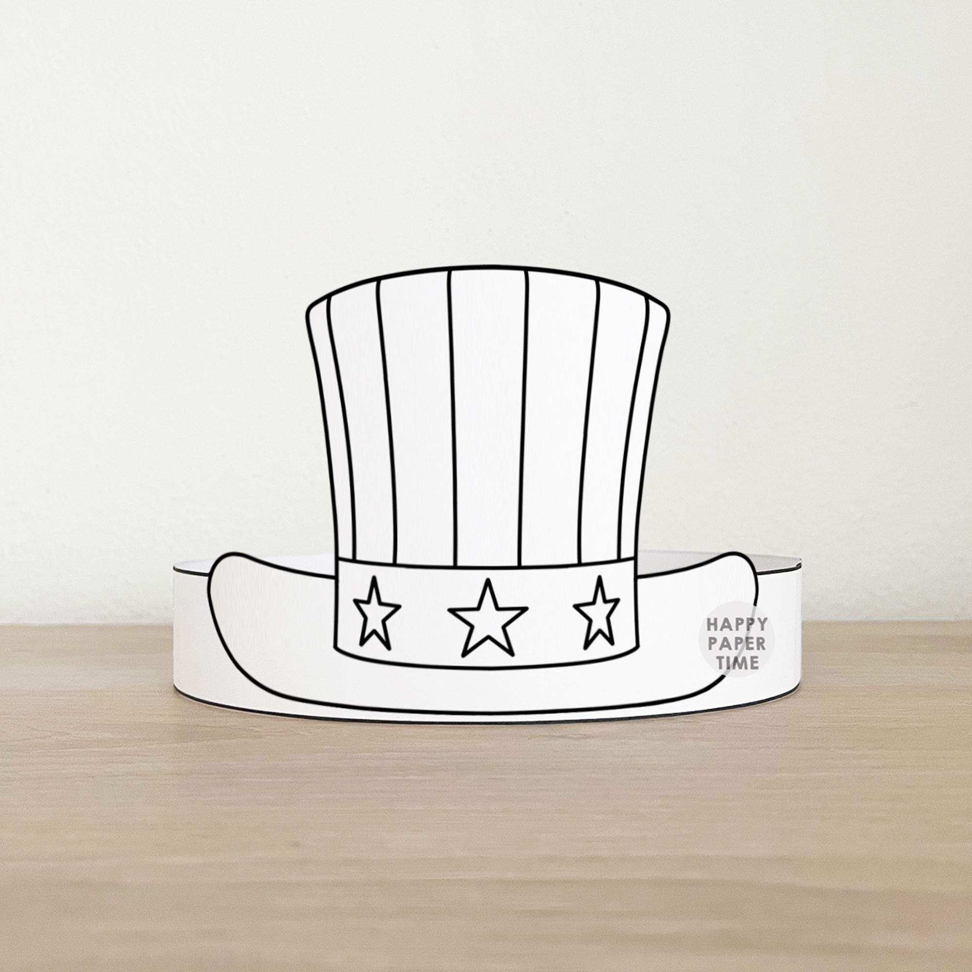Uncle Sam Hat Paper Crown Party Coloring Printable Kids Craft America ...