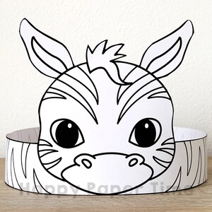 Zebra Paper Crown Party Coloring Printable Kids Craft African Birthday ...
