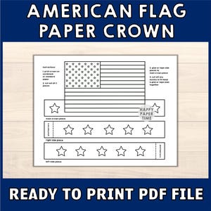 American Flag Paper Crown 4th of July Patriotic Headband Activity ...