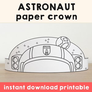 Astronaut Helmet Paper Crown Space Astronomy Party Coloring Printable ...