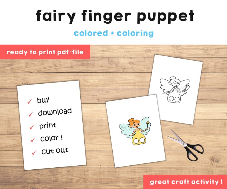 Fairy Paper Craft Printable Finger Puppet Template Kids Craft Activity ...