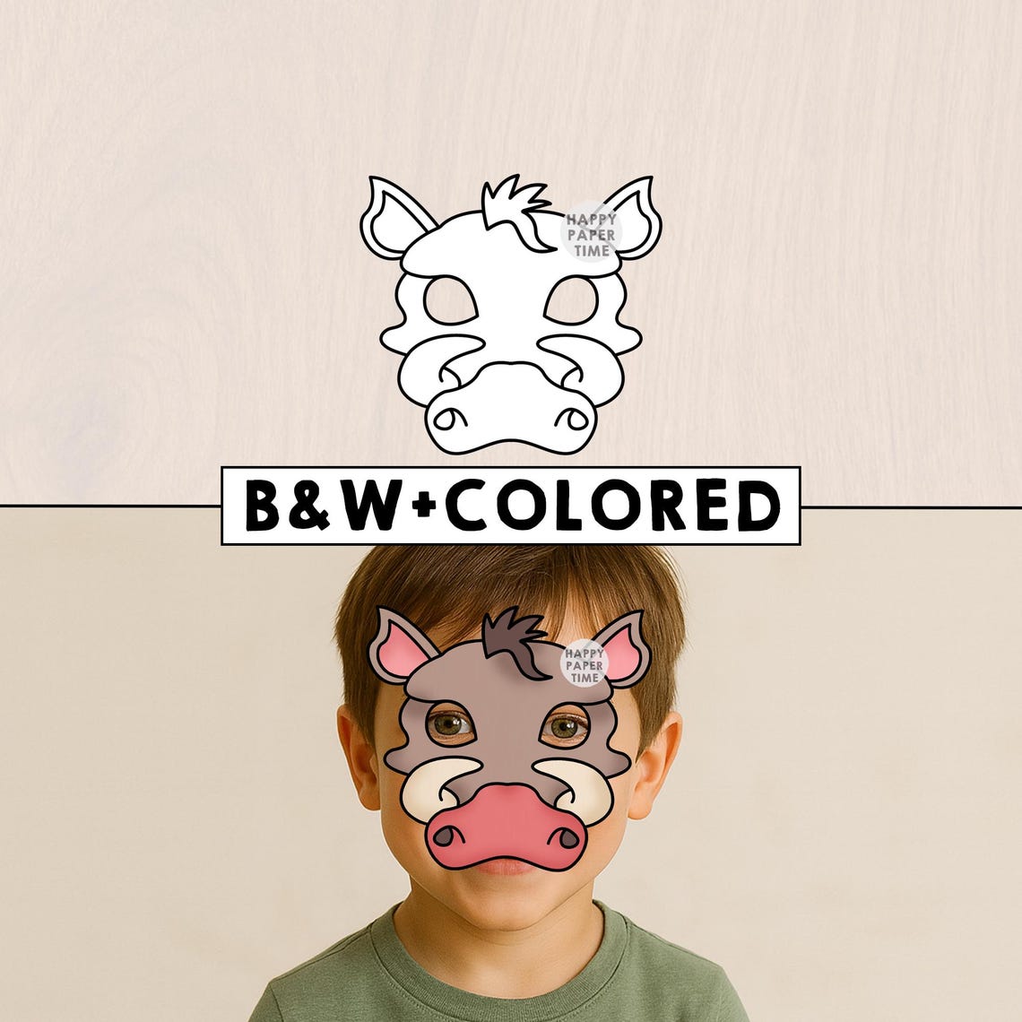Warthog Mask Costume Animal Mask Printable Party Favor African Jungle ...