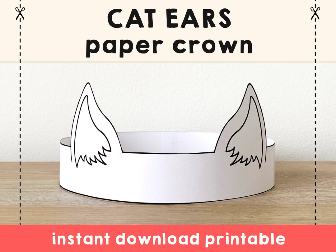 Cat Ears Paper Crown Party Coloring Printable Kids Craft Kitten Pussy ...