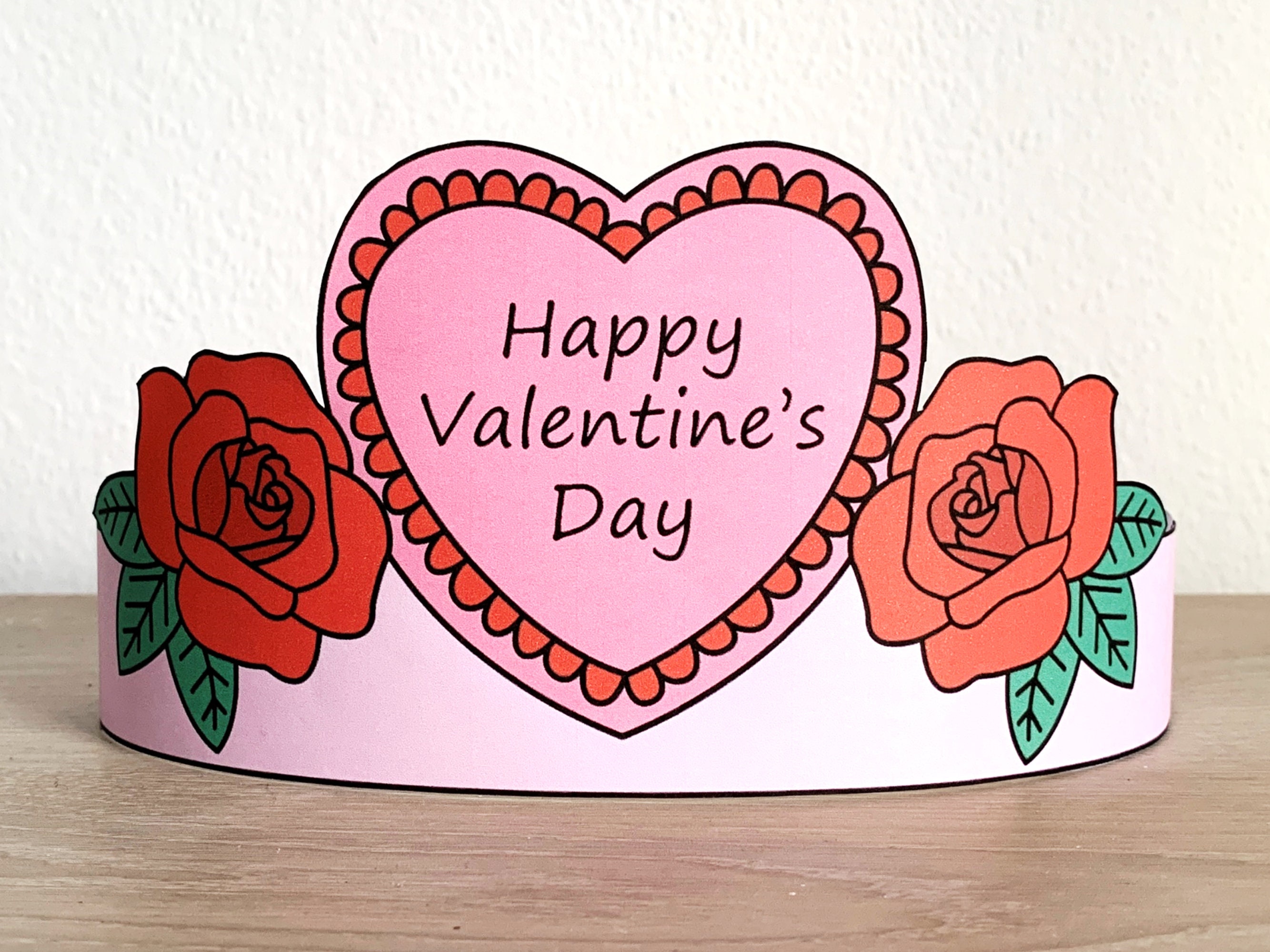 Valentine's Day Paper Crown Party Activity Printable Kids Easy Craft ...