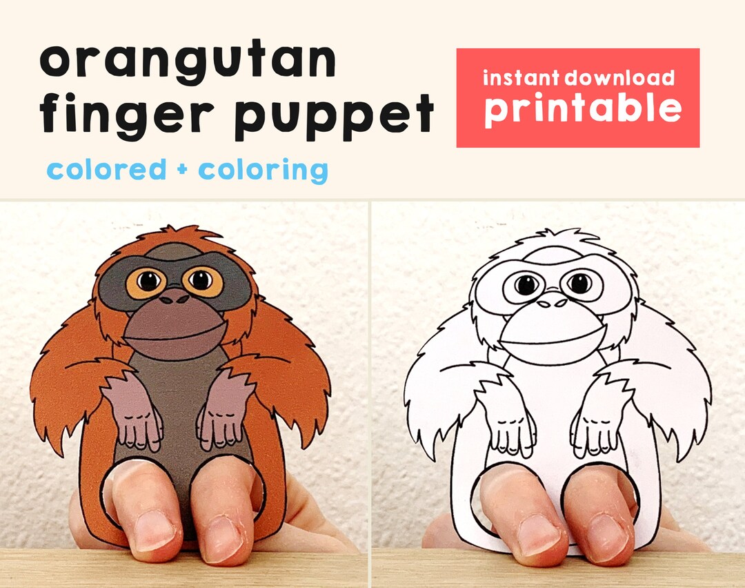 Orangutan Paper Craft Printable Asian Animal Finger Puppet - Etsy