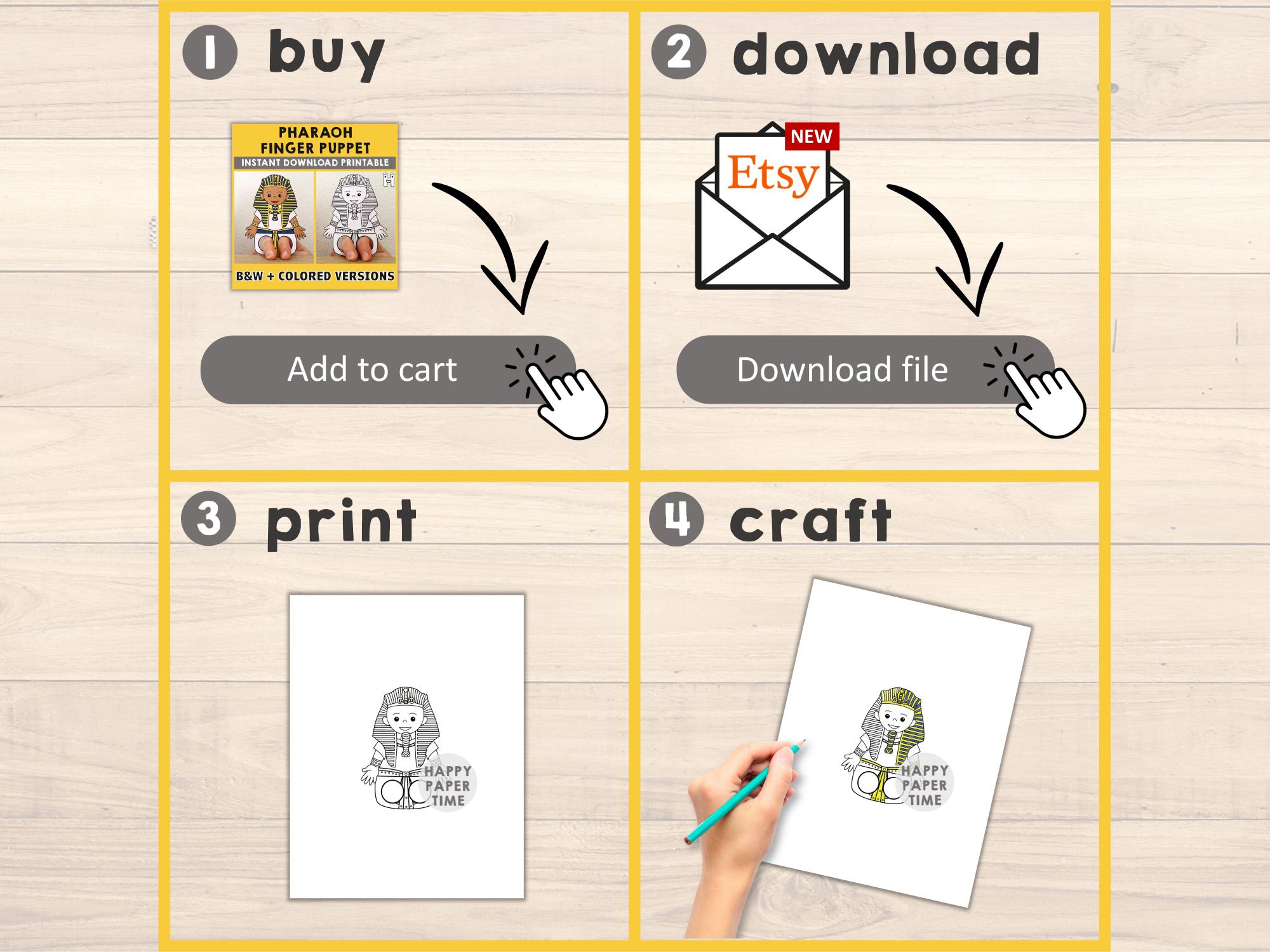 Pharaoh Paper Craft Printable Ancient Egypt Finger Puppet Kids Craft ...