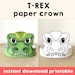 T-rex Paper Crown Party Coloring Printable Kids Craft Dinosaur Birthday ...