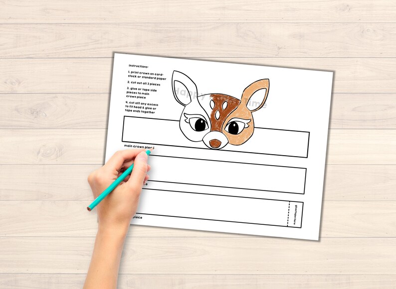 Deer Paper Crown Party Printable Kids Craft Woodland Birthday Gift ...