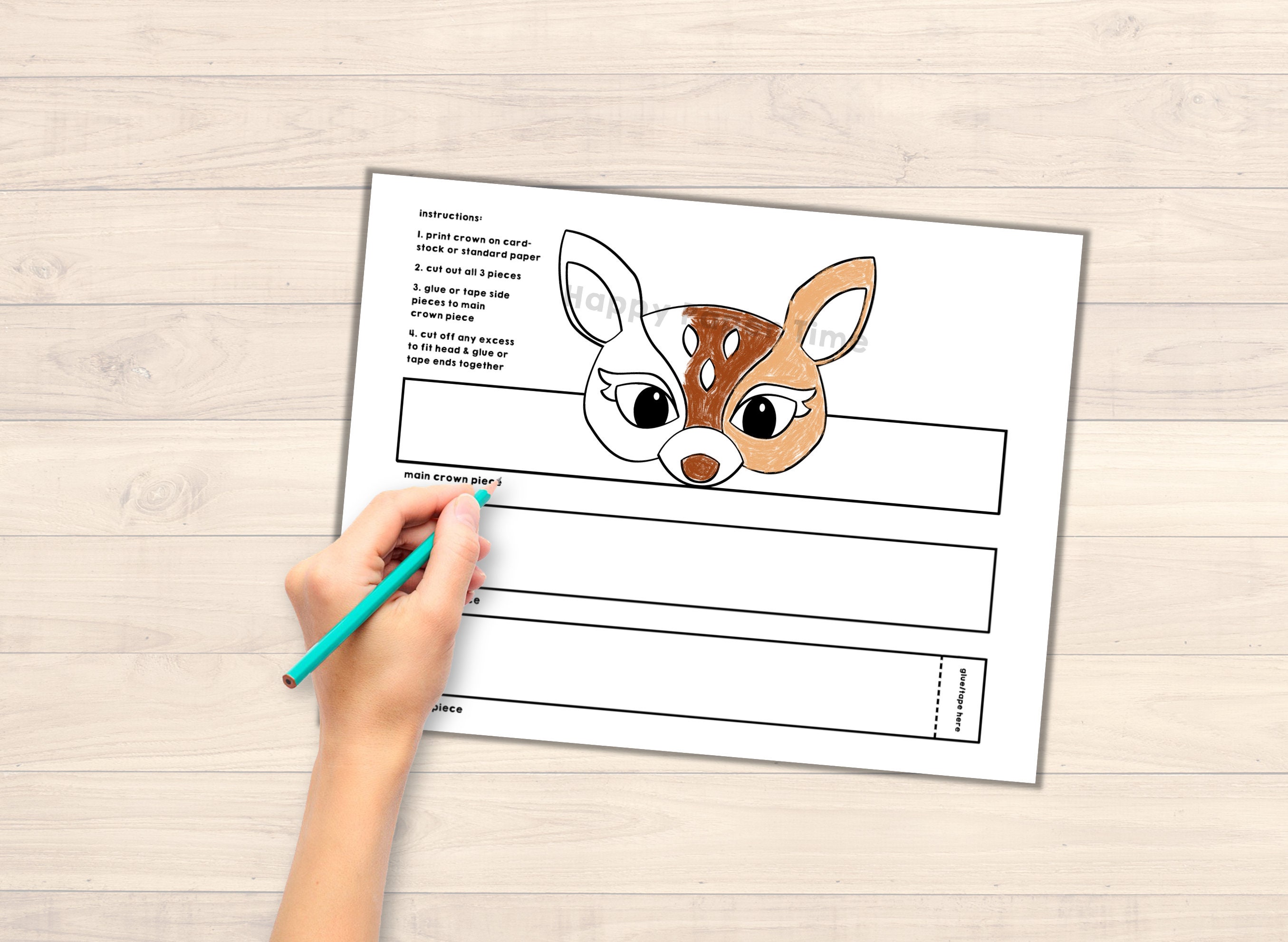 Deer Paper Crown Party Printable Kids Craft Woodland Birthday Gift ...