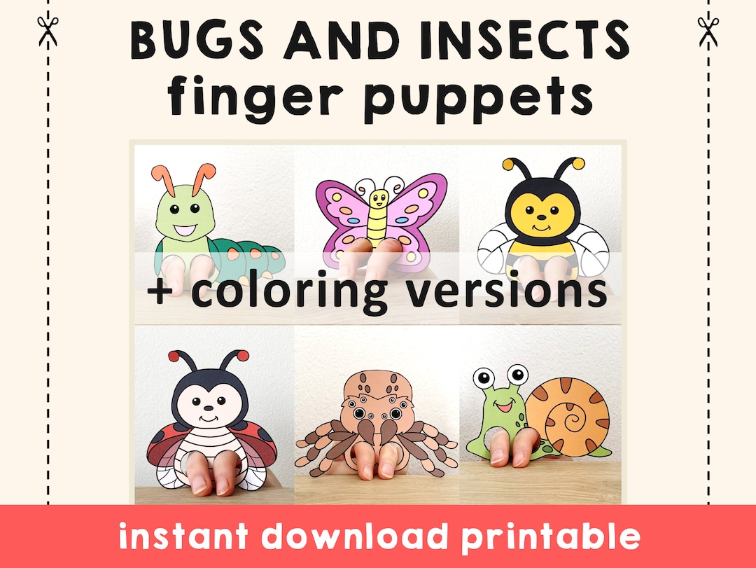 Bugs Insects Paper Craft Printable Finger Puppet Template Kids Craft ...